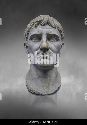 Excavated ancient roman carving in archeologic storeroom in Pompeii ...