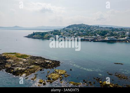 Aerial Drone View of Dalkey Island in the Sea, Dublin Region, Ireland ...