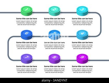 Nine step path infographic. Vector illustration Stock Vector Image ...