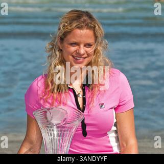 April 3,2010 Kim Clijsters (BEL) WTA Singles Final winner enjoyes the ...
