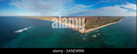 Aerial view of Vlamingh Head Lighthouse and Dunes Beach with blue ocean ...