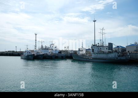 Aktau cargo port. The Caspian Sea Stock Photo - Alamy