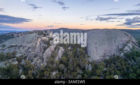 Aerial view of Girraween National Park with The Pyramids and Balancing ...