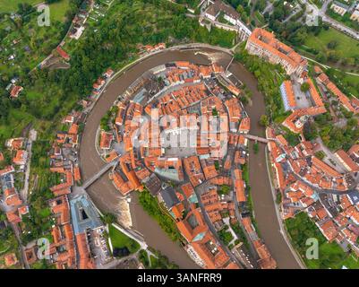 A beautiful view of the Vltava river under bridges in the Prague city ...