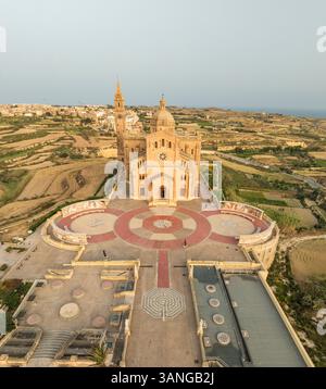 Aerial view of Bazilika Tal-Madonna Ta' Pinu Mill Gharb, church, Gharb ...