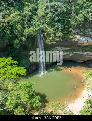 Aerial view of La Esmeralda Waterfall, Mesetas, Meta, Colombia Stock ...