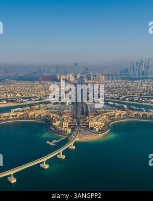 Aerial view of Dubai's modern skyline, with towering skyscrapers and an ...