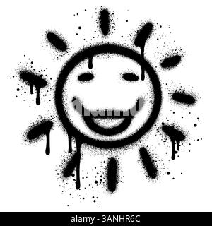 cute sun graffiti with black spray paint. vector illustration Stock ...