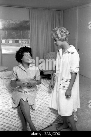 SANDRA DEE with her mother Mary Douvan for her 15th birthday on the set ...