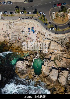 Aerial view of swimmers at Saunders Rock tidal Pool, Cape Town, South ...