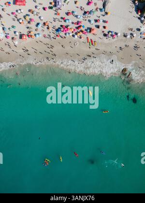 Aerial view of Clifton 4th pristine beach with white sand and blue ...