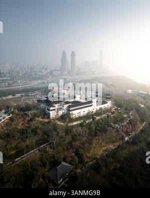 Aerial view of Wuhan city .Panoramic skyline and buildings beside ...