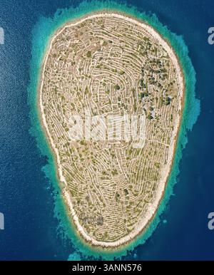 Aerial view of fingerprint island, Bavljenac, Croatia Stock Photo - Alamy