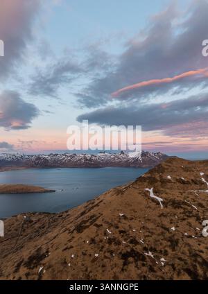 Aerial view of Dutch Harbor at Unalaska, Aleutian Islands Stock Photo ...