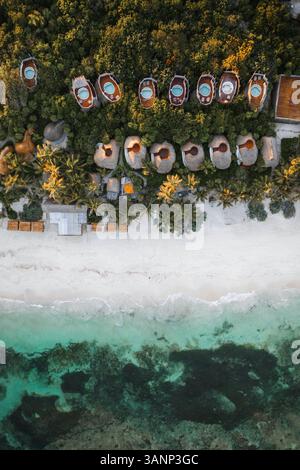 Aerial view of the beach of Tulum in Yucatan, Mexico at dawn Stock ...
