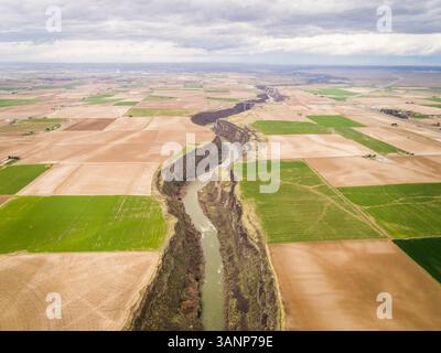 An aerial view of the beautiful rocky Snake River Canyon in Idaho ...