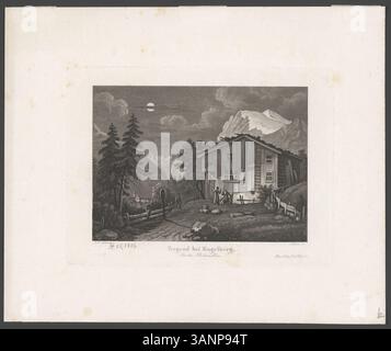 Aquatint print depicting the scenic landscapes around Lucerne, with ...