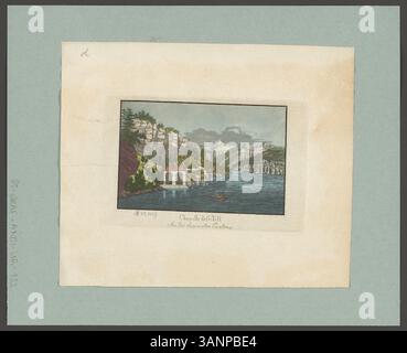 Etching and aquatint print of Lucerne, Switzerland, showcasing the city ...