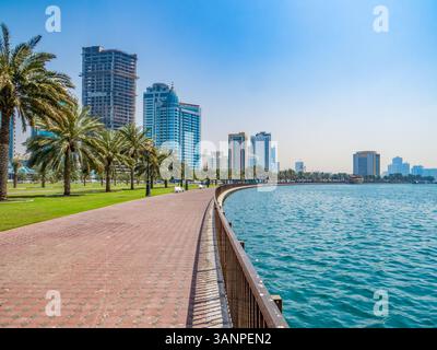 Sharjah. UAE. Al-Majaz embankment is a beautiful embankment, clean ...