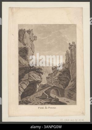 An 1809 etching and aquatint print depicting a picturesque view of the ...