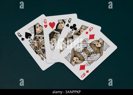 Playing cards are laid out on a table fan Stock Photo - Alamy