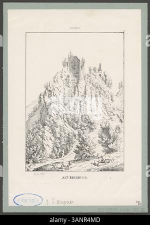 A lithograph print by Johann Friedrich Wagner depicting the town of ...