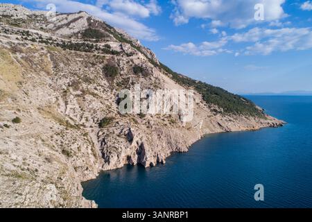 Aerial view of popular landmark Vruja near Makarska with Biokovo ...