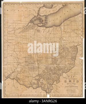 A historical map from 1820 depicting the state of Ohio, showing ...