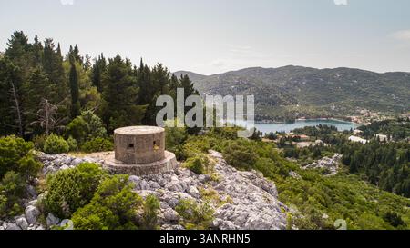 Aerial view of WW2 military bunker used by Italian and German troops ...