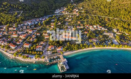 Aerial view of tourist place of Zaostrog and its port. Situated in ...