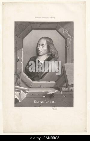 Lithograph print of Blaise Pascal, a French mathematician, physicist ...