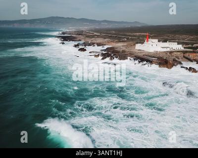 Aerial view of Cabo Raso Lighthouse in Portugal Stock Photo - Alamy