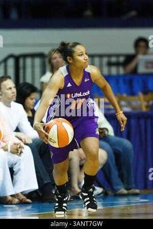 Phoenix Mercury guard Ketia Swanier dribbles against the Atlanta Dream ...