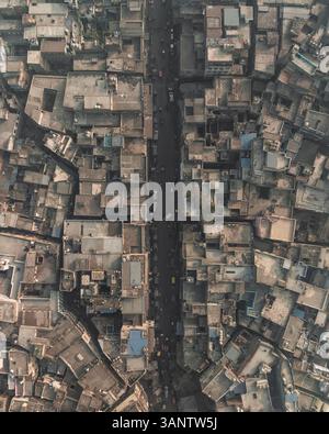 Aerial view of bustling Chandni Chowk with historic Jama Masjid Mosque ...