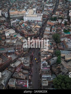 Aerial view of vibrant and bustling Kote Gate with crowded streets and ...