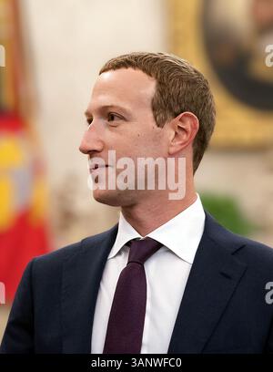 Meta Founder and CEO Mark Zuckerberg waves before speaking at LlamaCon ...