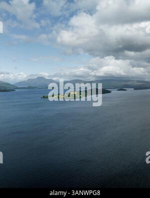 Area of Loch Lomond, Scotland. Picturesque view of a snow covered Ben ...