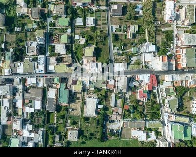 Aerial view of Centane settlement on Procida Island, Flegree islands ...
