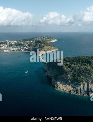 Aerial view of Procida Island and Vivara island natural reserve ...