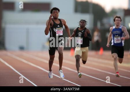 Brandon Arrington (2212) of Mt. Miguel wins the invitational 200m in a ...