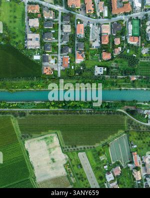 Aerial view of Sarca river in Torbole, Trentino, Italy Stock Photo - Alamy