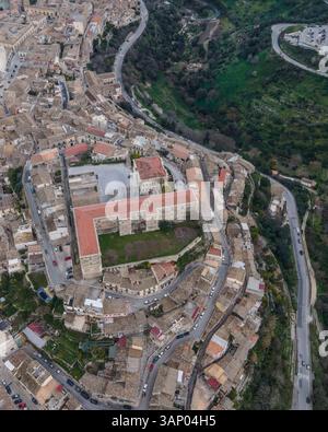 Aerial view of Dottor Solarino Palace in Ragusa Ibla, a medieval town ...