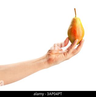 pear in hand path isolated on white Stock Photo - Alamy