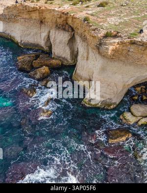 Aerial view of Punta della Mola coastline on Plemmirio Natural Reserve ...