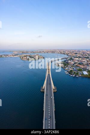 Aerial view of Lagos Lekki Ikoyi link bridge showing parts of Lekki ...
