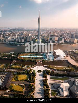 The Guangzhou cityscape with Canton Tower at sunset. China Stock Photo ...