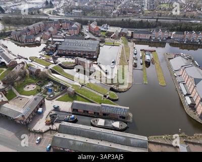 An aerial view of Ellesmere Port national waterways canal museum, North ...