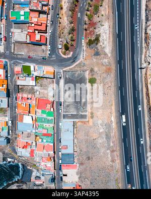 Drone view at La Caleta beach in Cadiz on Spain Stock Photo - Alamy