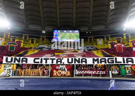 Lazio fans show the choreography in the stands before the Serie A ...