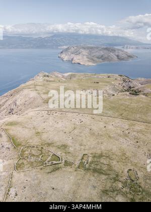 Aerial view of Coki Baska Island coastline, Baska, Croatia Stock Photo ...